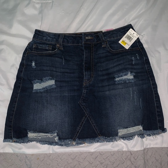 Wax Jean | Skirts | Distressed Jean Mini Skirt | Poshmark